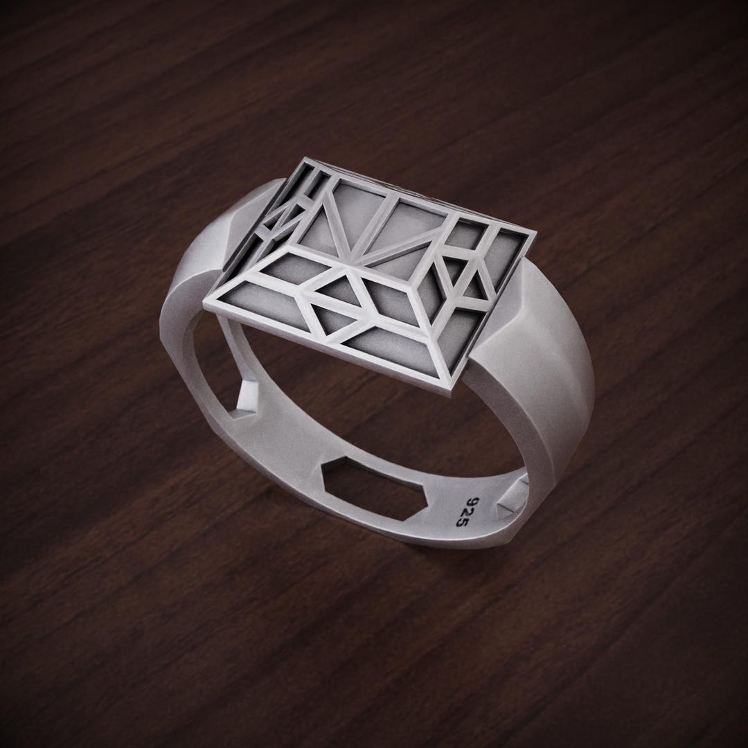 Dwarven Thorin Durin Ring, Norse Style Silver Ring, Geometric Black ...