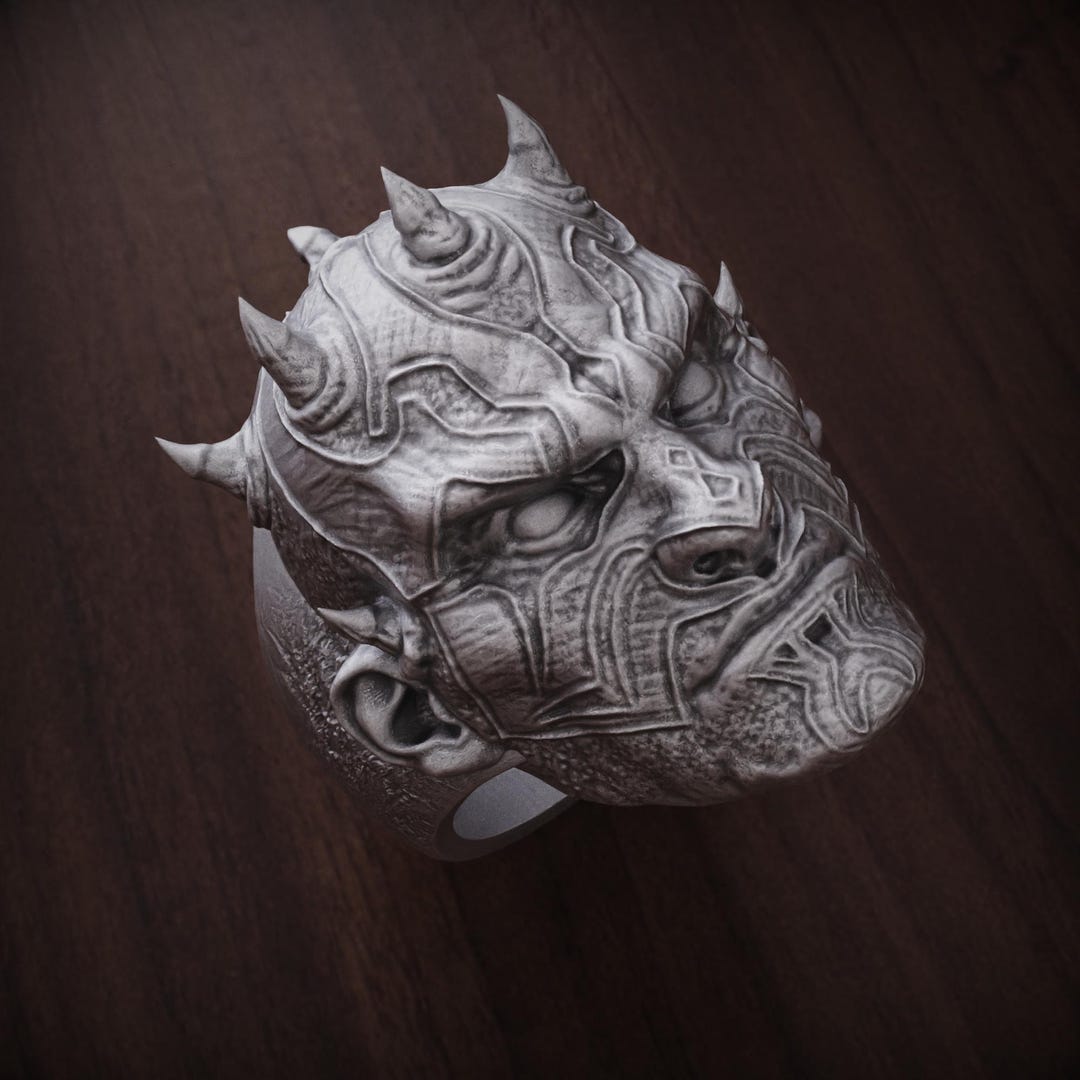 Gothic Demon Ring for Men, 925 Sterling Silver Punk Devil Head ...