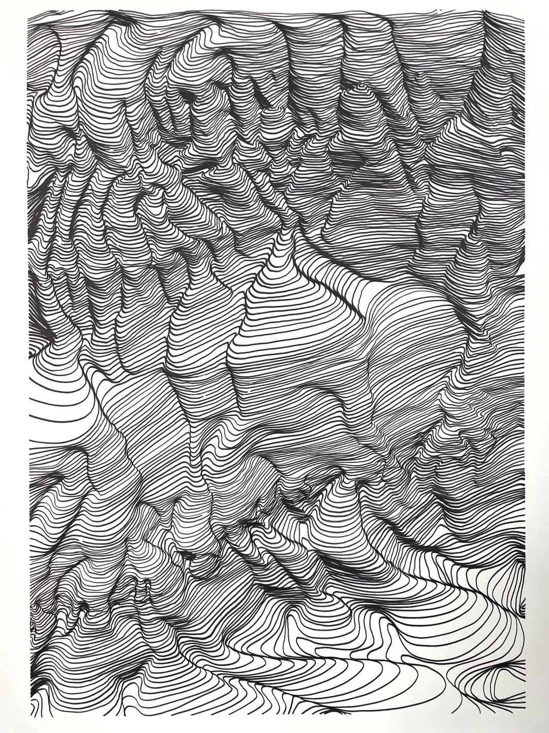 Fine Art Original Ink Drawing Illustration Topography Cave Desert ...