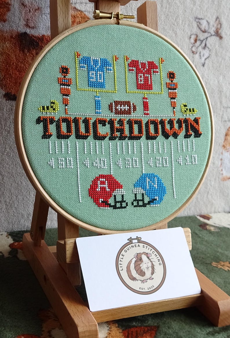 American Football Cross Stitch Pattern: 'touchdown' (PDF Pattern) for Digital Download by Little ...