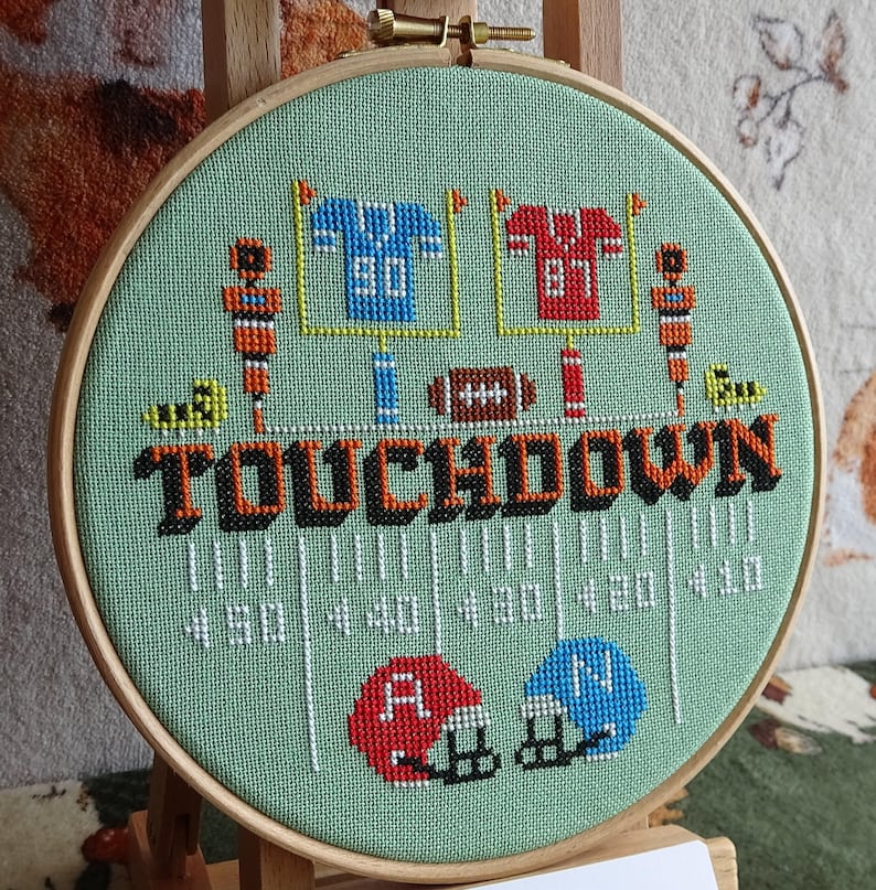 American Football Cross Stitch Pattern: 'touchdown' (PDF Pattern) for Digital Download by Little ...