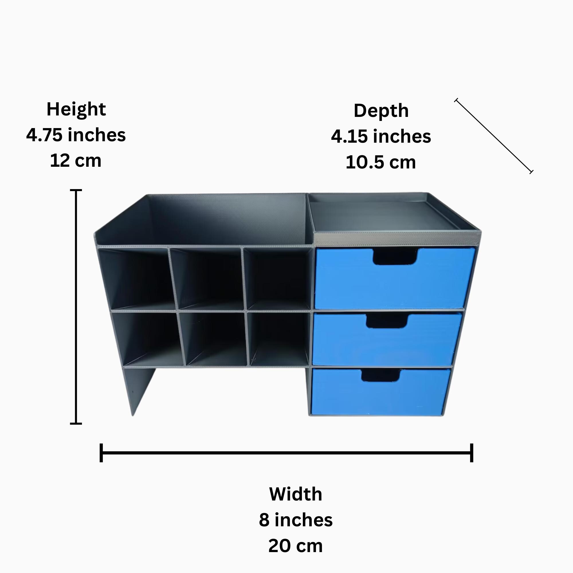 3-drawer Desktop Organizer With Pencil Holder | Compact Desk Storage ...