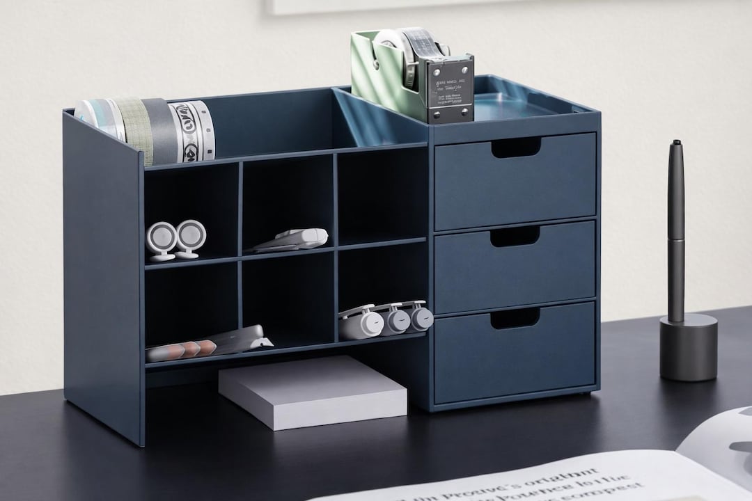 3-drawer Desktop Organizer With Pencil Holder | Compact Desk Storage ...