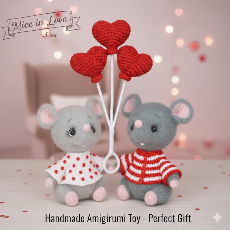 Crochet Mouse Couple PDF Pattern, Valentine's Amigurumi Toy (digital ...