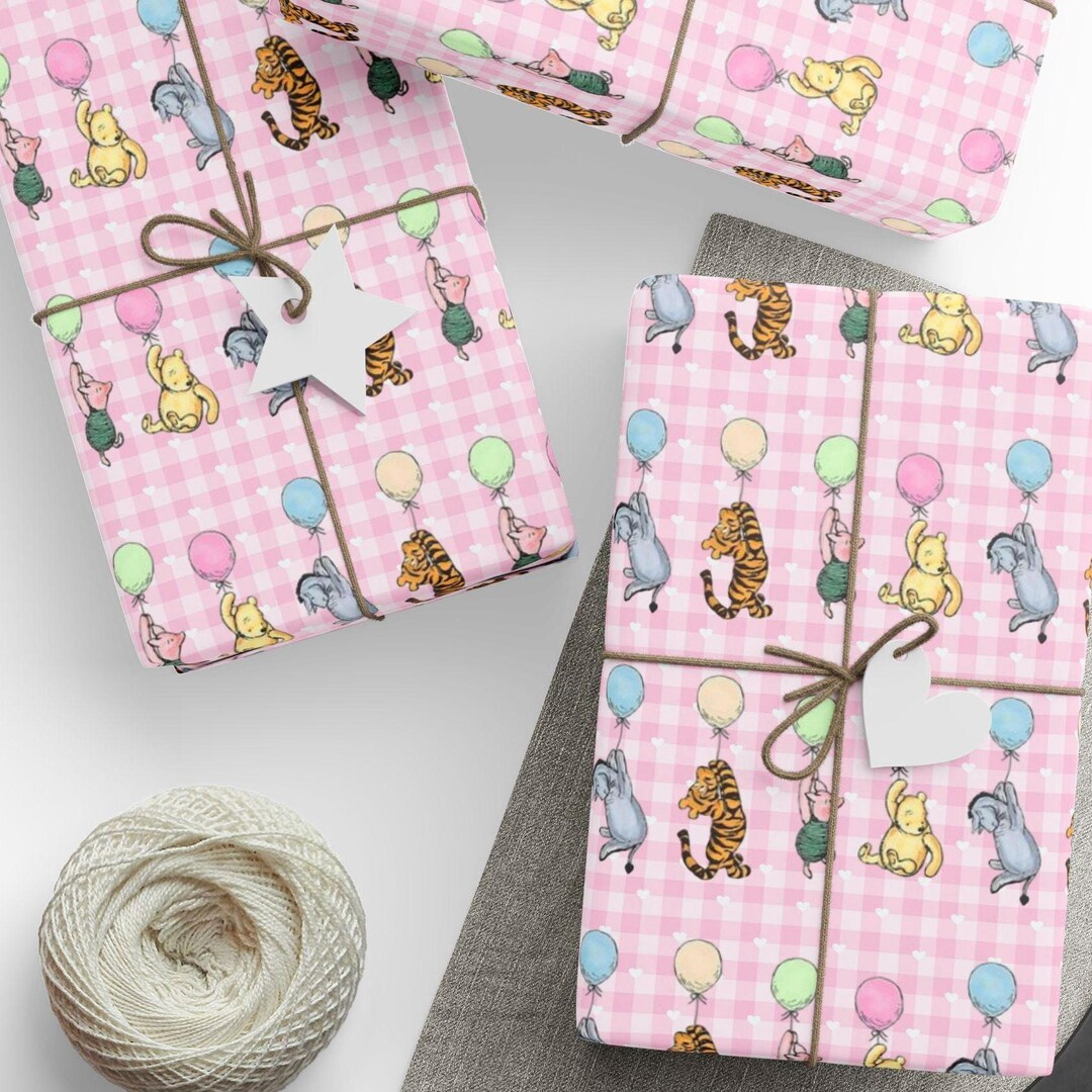 Winnie the Pooh Birthday Girl or Baby Shower Wrapping Papers, Gift Wrap ...
