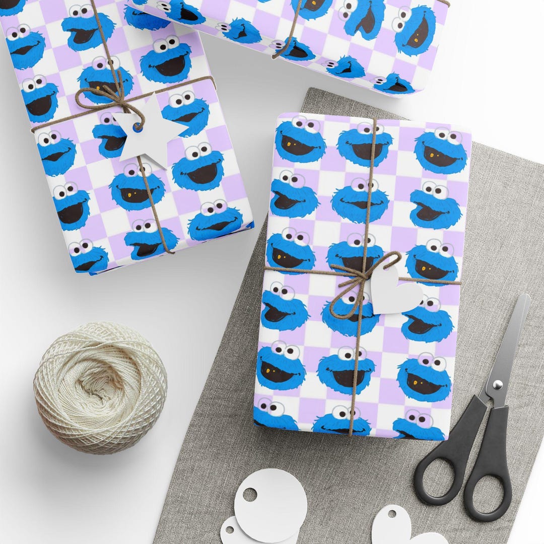 Sesame Street Cookie Monster Wrapping Paper - Fun Gift Wrap, Birthday ...