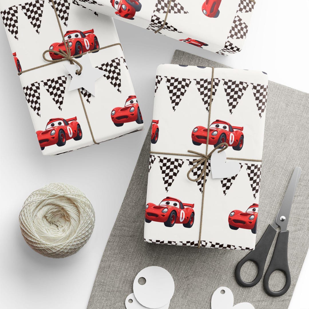 Wrapping Papers, Cars Flash Mcqueen Inspired Car Gift Wrap, Automobile ...