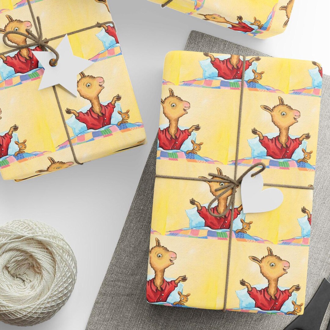 Llama Wrapping Paper Roll - Cute Birthday Gift Wrap for Kids, Alpaca ...