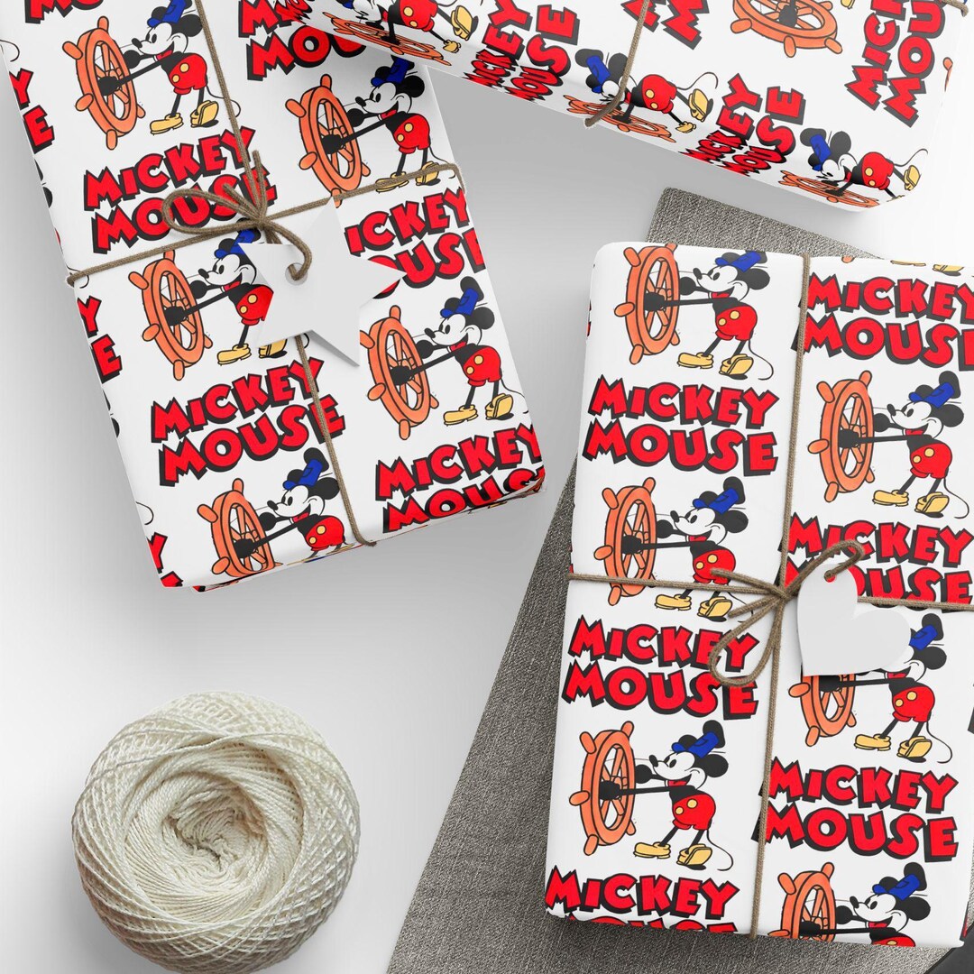 Mickey Mouse Steamboat Willie Wrapping Papers, Gift Wrap, Holiday Gift ...