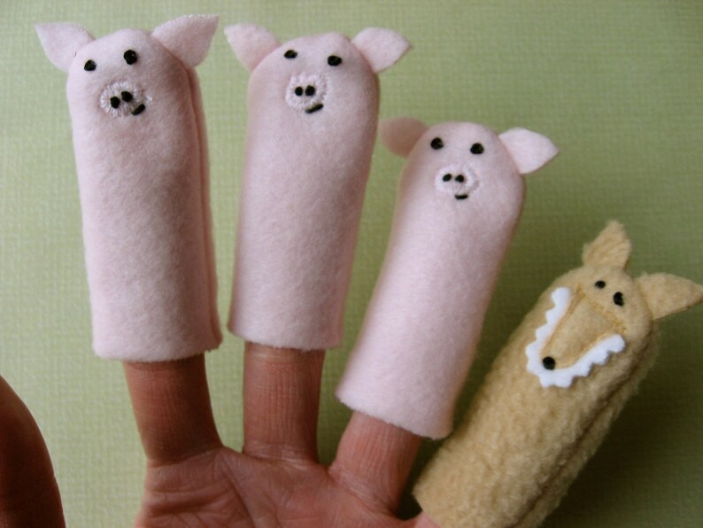 Three Little Pigs and a Hungry Wolf Furry Fingers Finger - Etsy