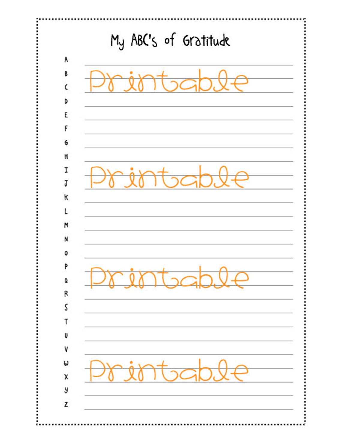 Printable PDF Abc's of Gratitude Thanksgiving Activity - Etsy