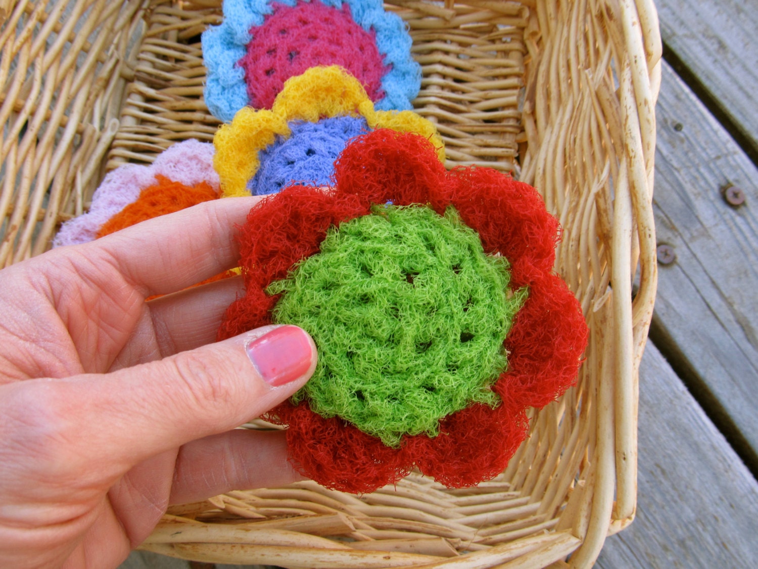 Tutorial- PDF- Flower Puff Scrubbie- Nylon Net Scrubber- Pot Scrubber ...