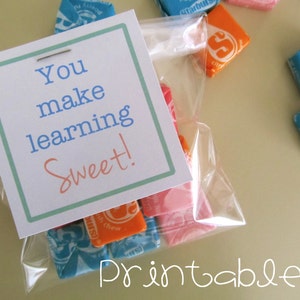 Printable- PDF- You Make Learning Sweet Tag - Teacher Appreciation Idea ...