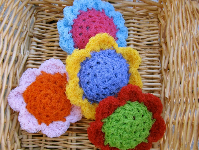 Tutorial- PDF- Flower Puff Scrubbie- Nylon Net Scrubber- Pot Scrubber ...
