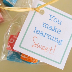Printable- PDF- You Make Learning Sweet Tag - Teacher Appreciation Idea ...