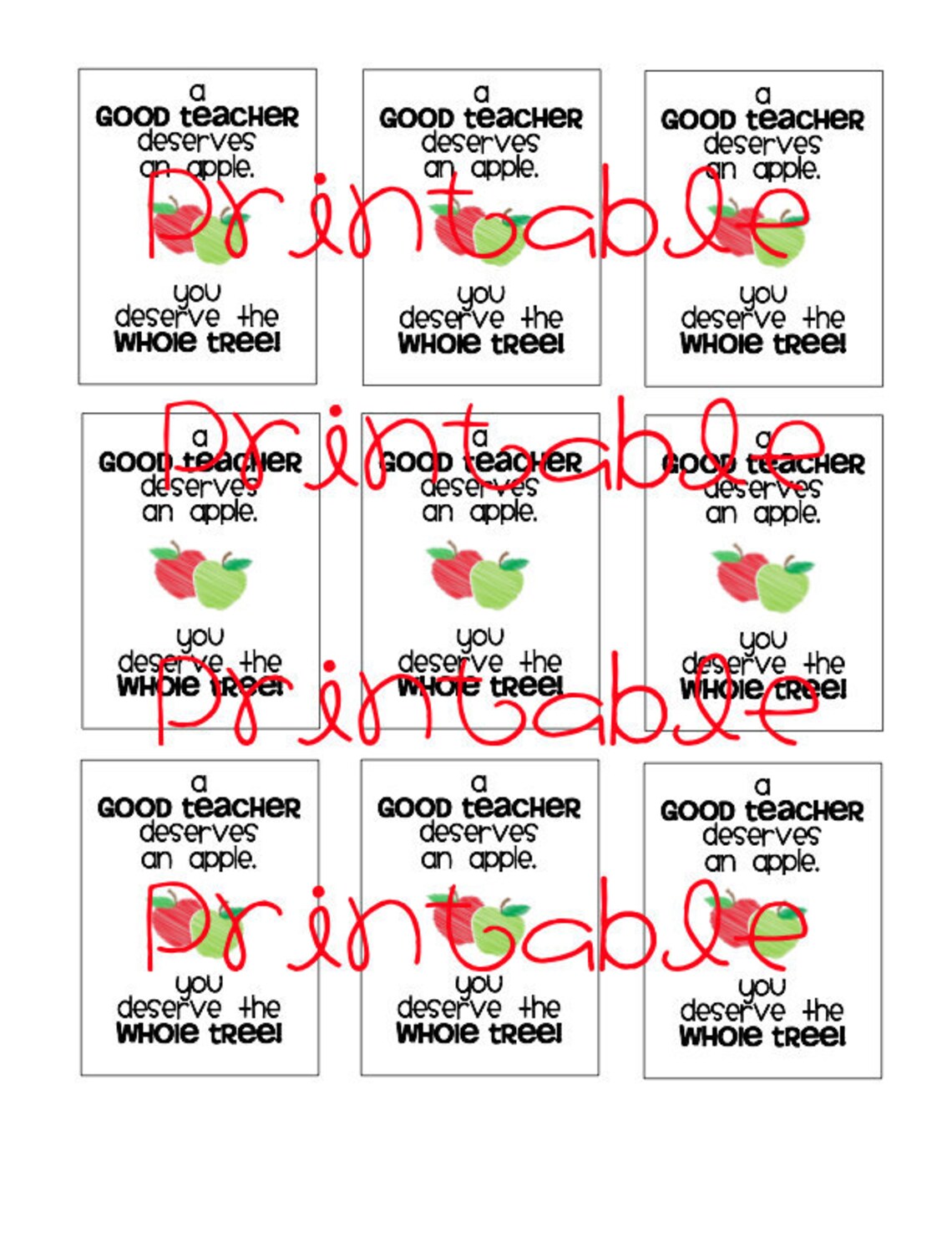 Printable PDF Apple for the Teacher Tag Teacher - Etsy UK