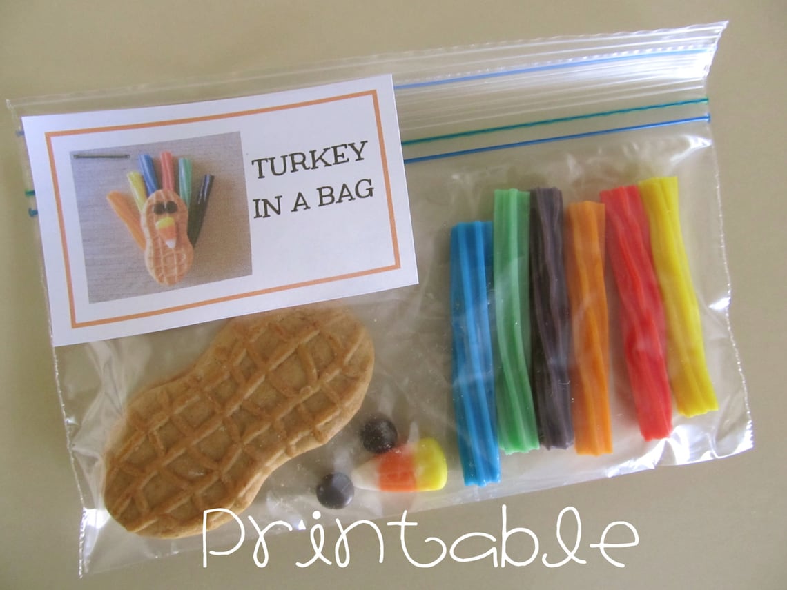 Printable PDF Turkey in a Bag Tag Thanksgiving Gift Idea | Etsy