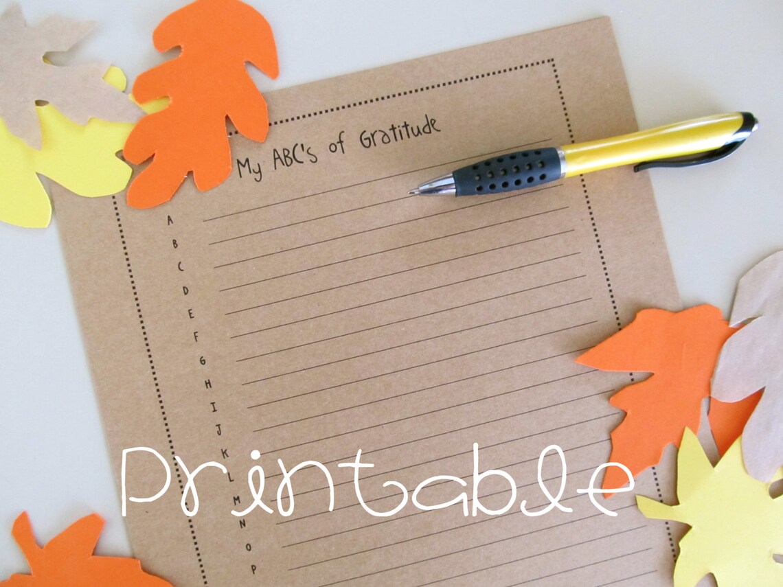 Printable PDF Abc's of Gratitude Thanksgiving Activity - Etsy