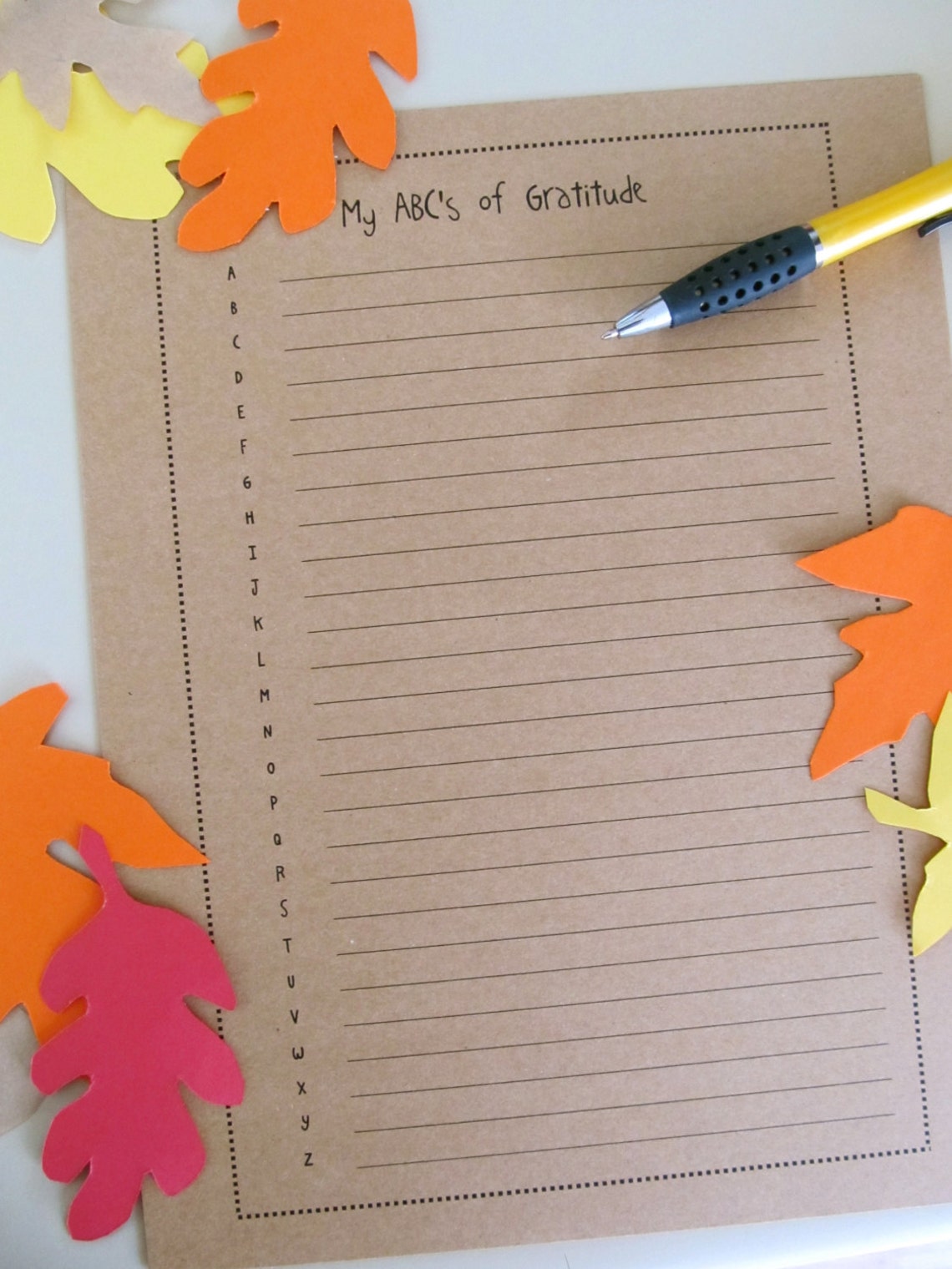Printable PDF Abc's of Gratitude Thanksgiving Activity - Etsy