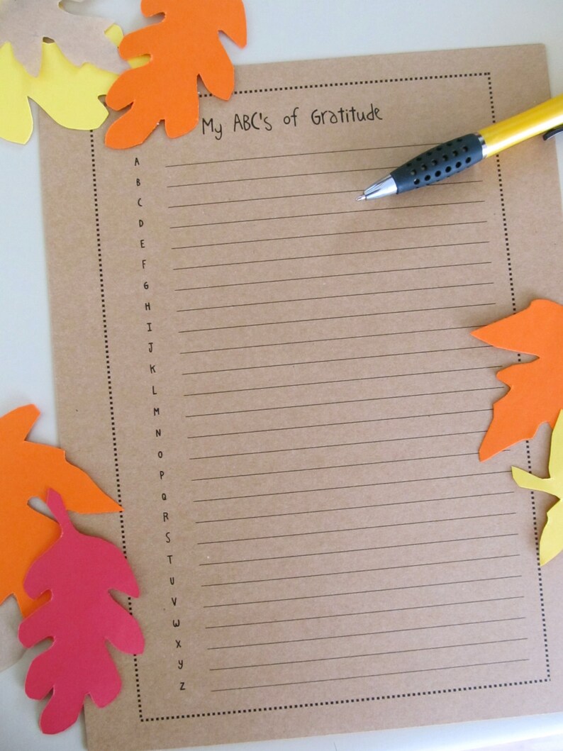 Printable PDF Abc's of Gratitude Thanksgiving Activity - Etsy