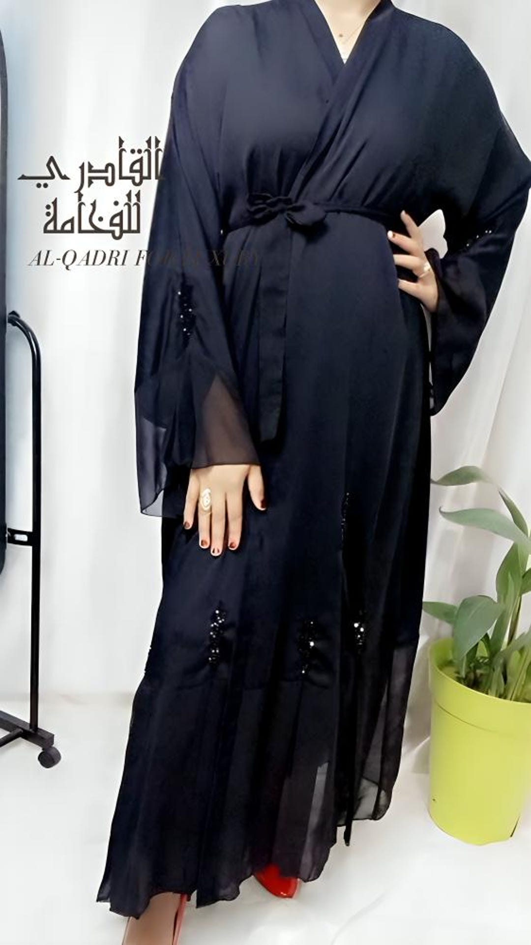 Luxury Black Embroidered Abaya, Open Abayas, Black, Wedding Abaya, Elegant, Eid Gift, Ramadan ...