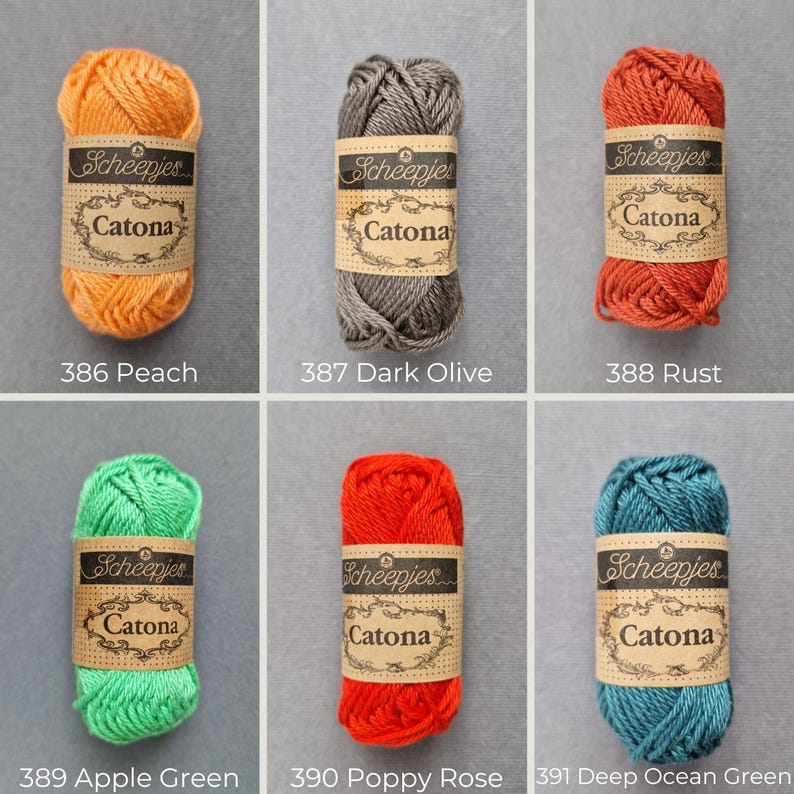 Scheepjes Catona Cotton Yarn 10/25/50g Colors 386-604 (part 2) - Etsy