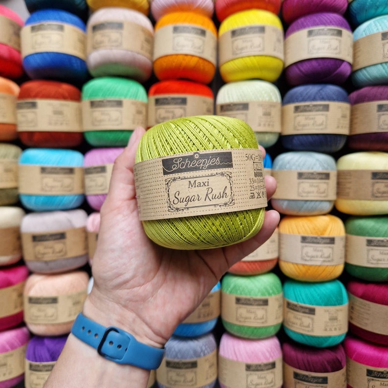 Scheepjes Maxi Sugar Rush Yarn (100% Mercerised Cotton, 50g/280m) - Etsy