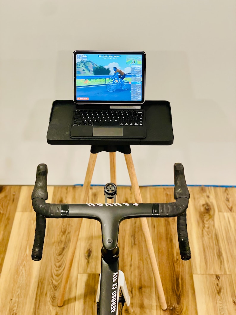 Indoor Cycling Desk: Oak Wood Legs, Bioplastic Top, Minimalist Home Gym ...
