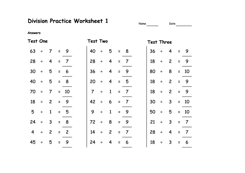 Multiplication and Division - 12 Practice Math Worksheets (24 in Total ...