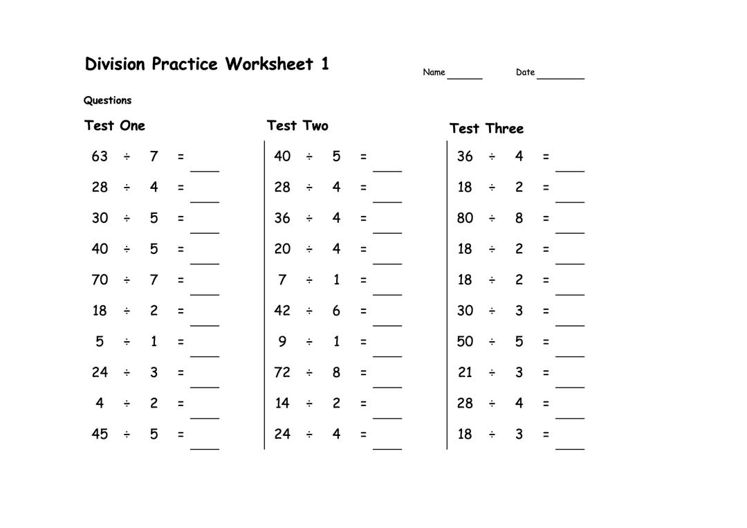 Multiplication and Division - 12 Practice Math Worksheets (24 in Total ...