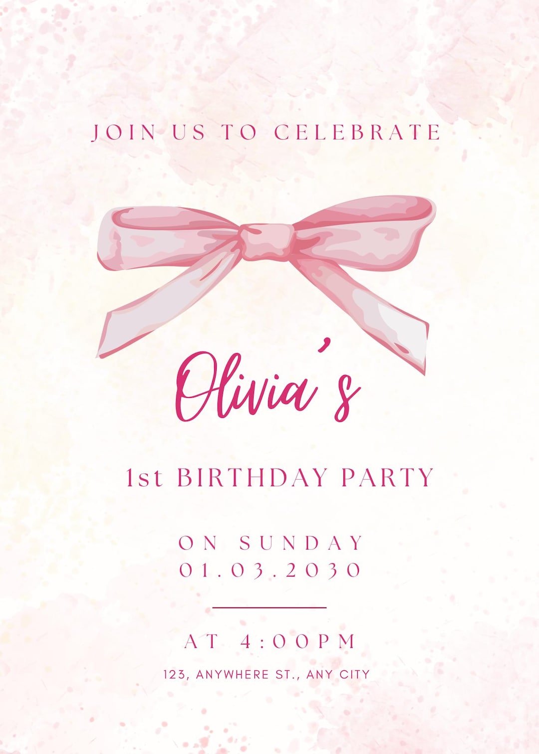 Custom Pink Digital Birthday Invitations - for Women, Girls and Baby ...