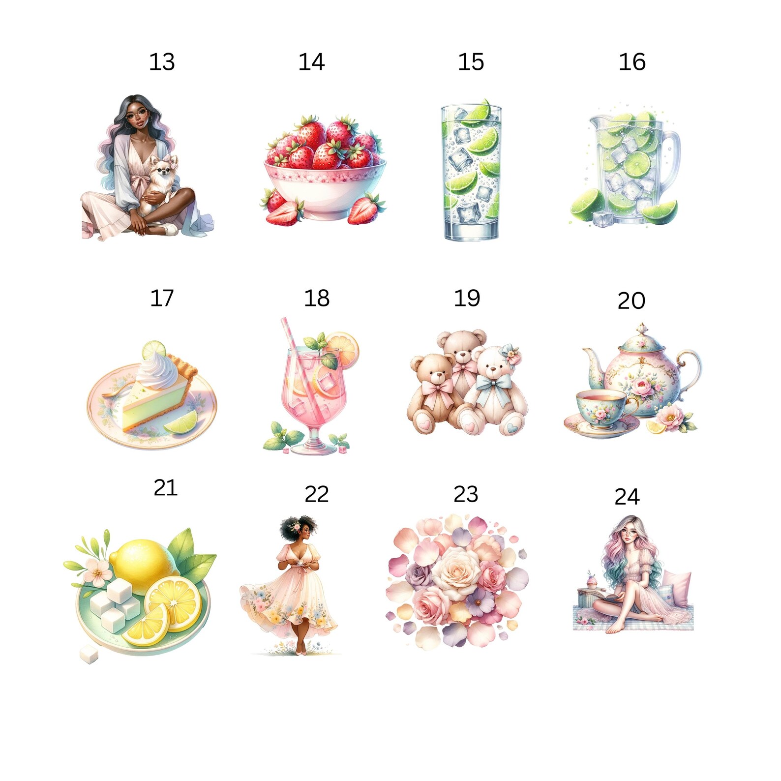 Spring Clipart PNG - 54 Pastel Watercolor Designs for Spring Planners ...