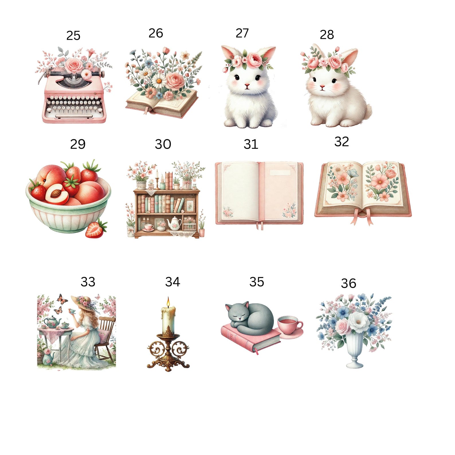 Spring Clipart PNG - 54 Pastel Watercolor Designs for Spring Planners ...