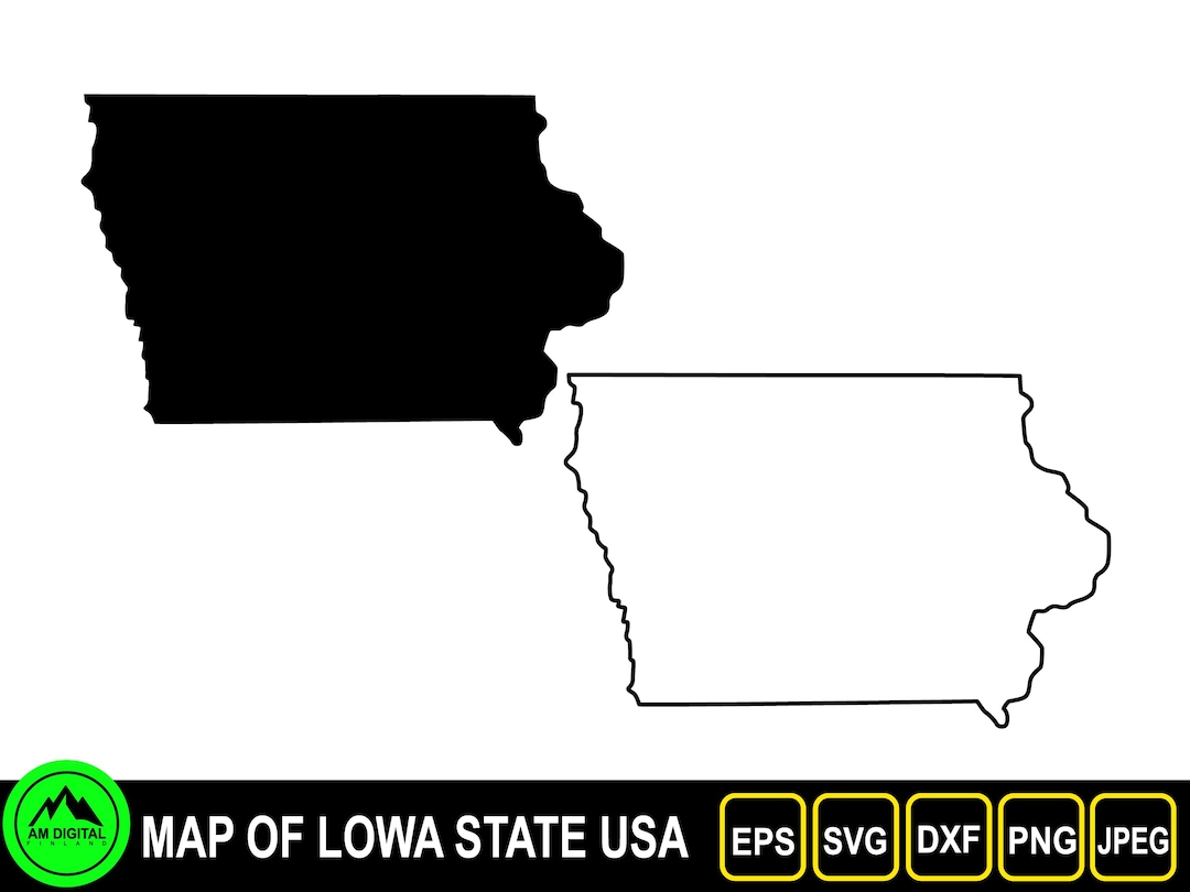 Map of Iowa State Usa Silhouette Flat and Outline Design - Etsy