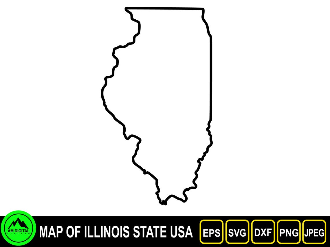 Map of Illinois State USA Silhouette Outline Design - Etsy