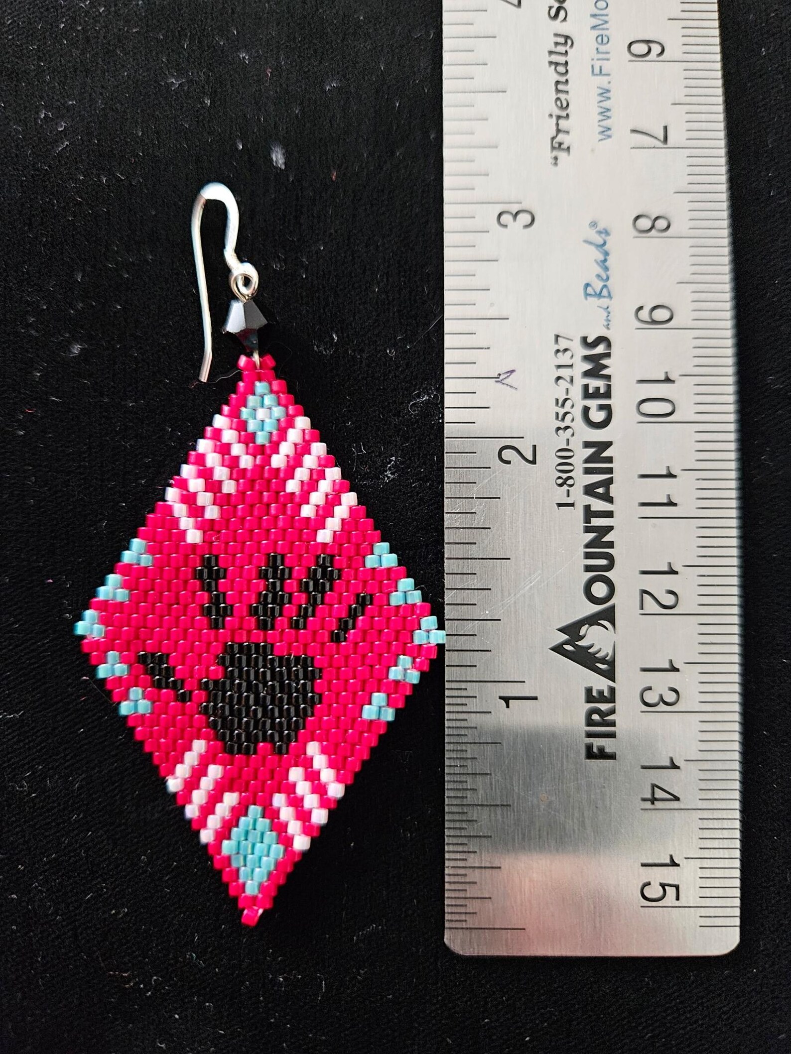 Red Brick Stitch Earrings With Handprint - MMIW - Native American - Etsy