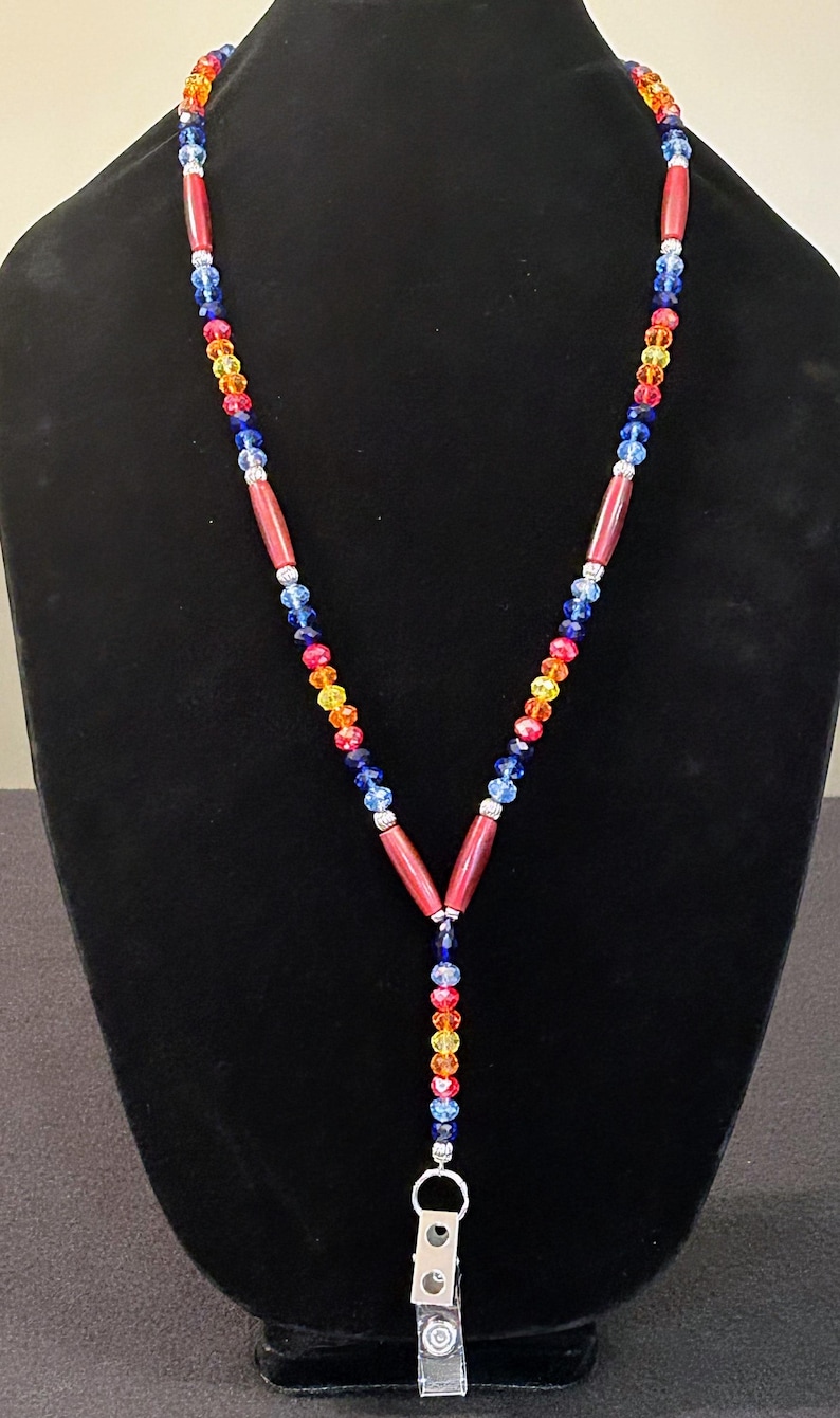 Traditional Fire-colored Native American Hairpipe Lanyards / ID Holder ...