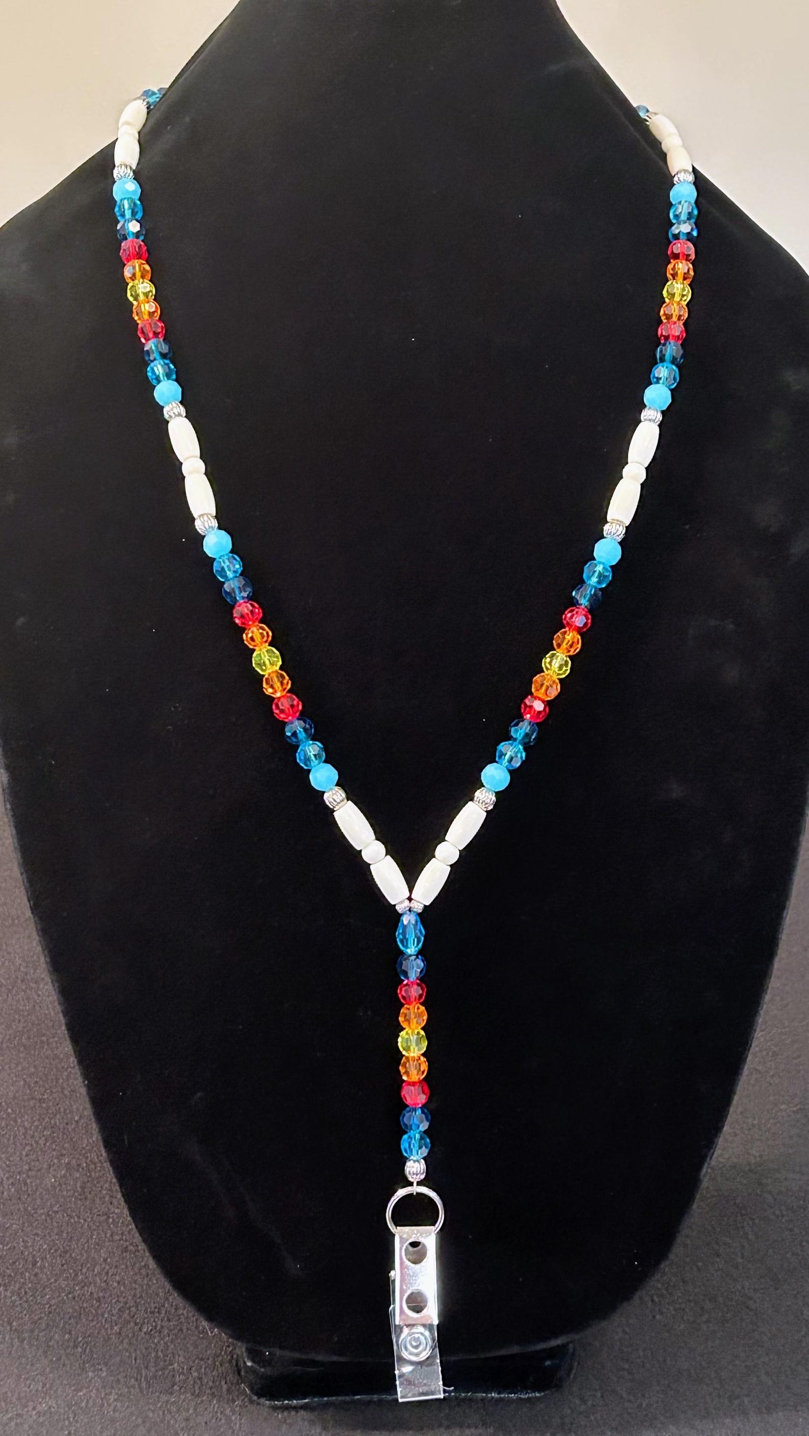 Traditional Fire-colored Native American Hairpipe Lanyards / ID Holder ...