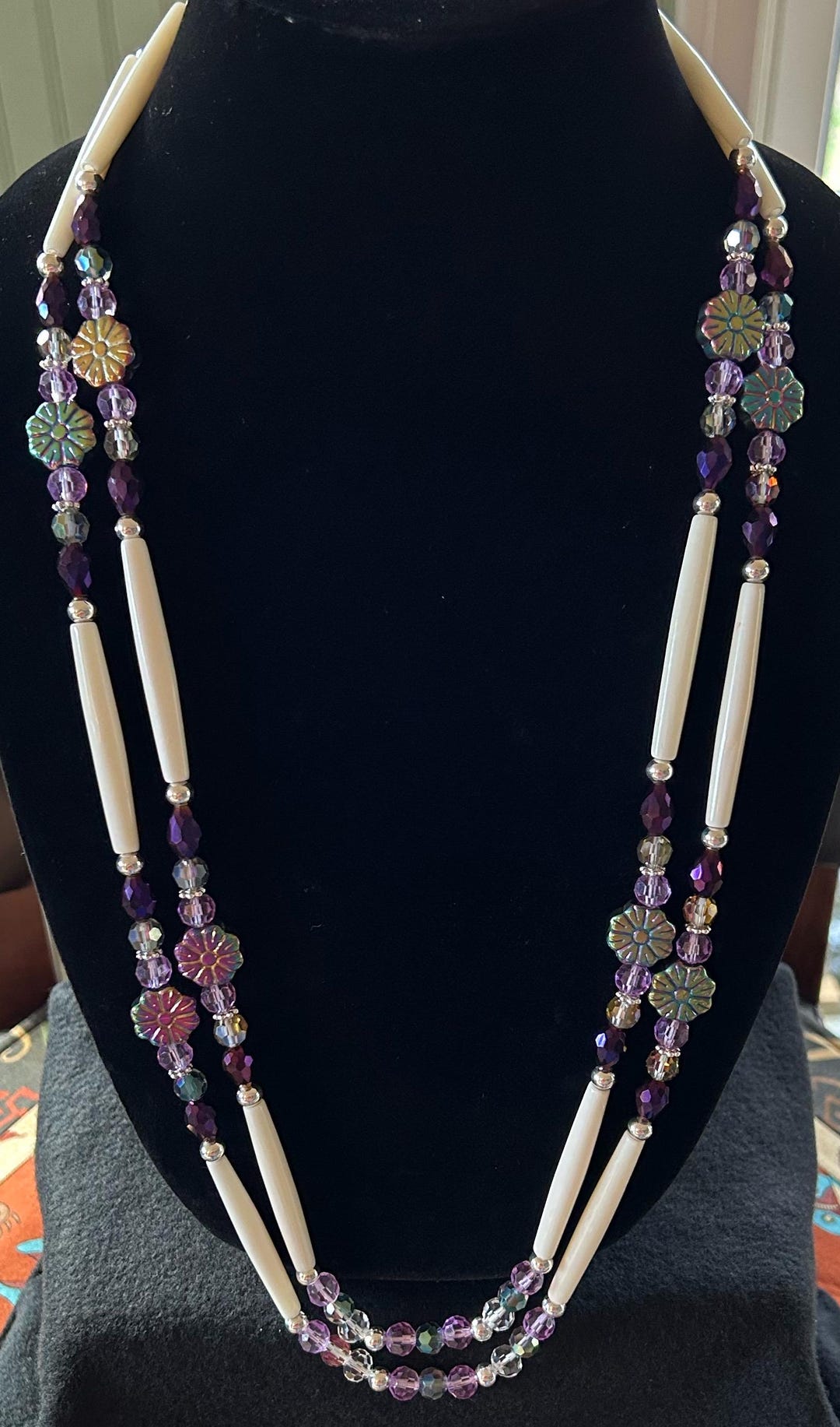 Iridescent Purple Native American Regalia-style Hairpipe Necklace - Etsy