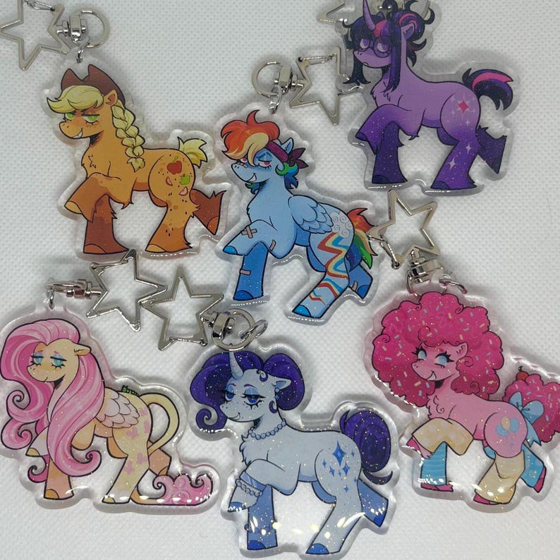 My Little Pony Glitter Acrylic Keychains - Etsy