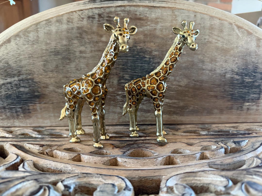 Jere Jeweled Giraffe Trinket Boxes: Rhinestone Safari Decor, Pair - Etsy
