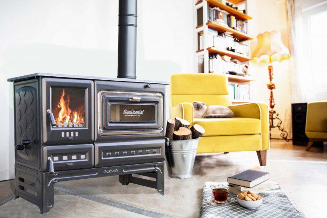 Sabah S12C New Wide Glass Brick Range Stove (black Matte), Farmhouse ...