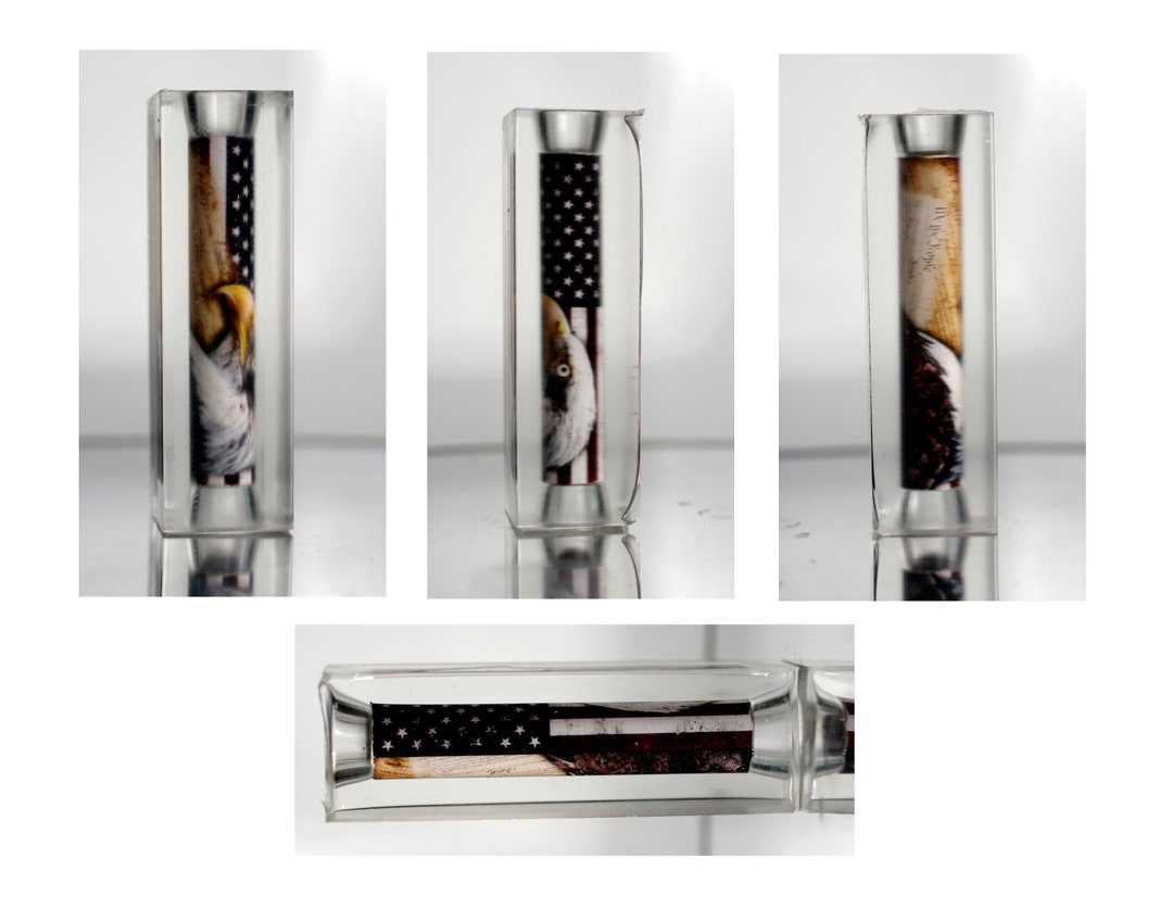 Patriotic Resin Cast Eagle and Historic Docs Over American Flag Pen ...