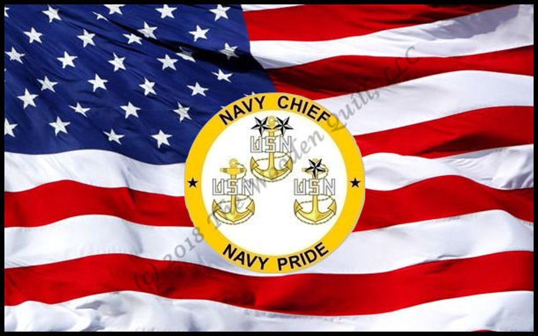 US Navy CPO Emblem - Old Glory Available in 3 Blank Styles - Licensed ...