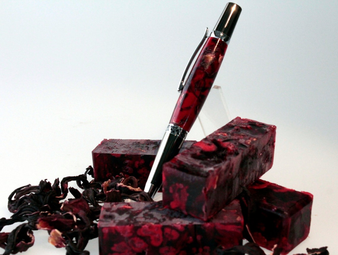 Hibiscus Flowers Potpourri Pen Blank Organic Botanical Acrylic Resin - Etsy
