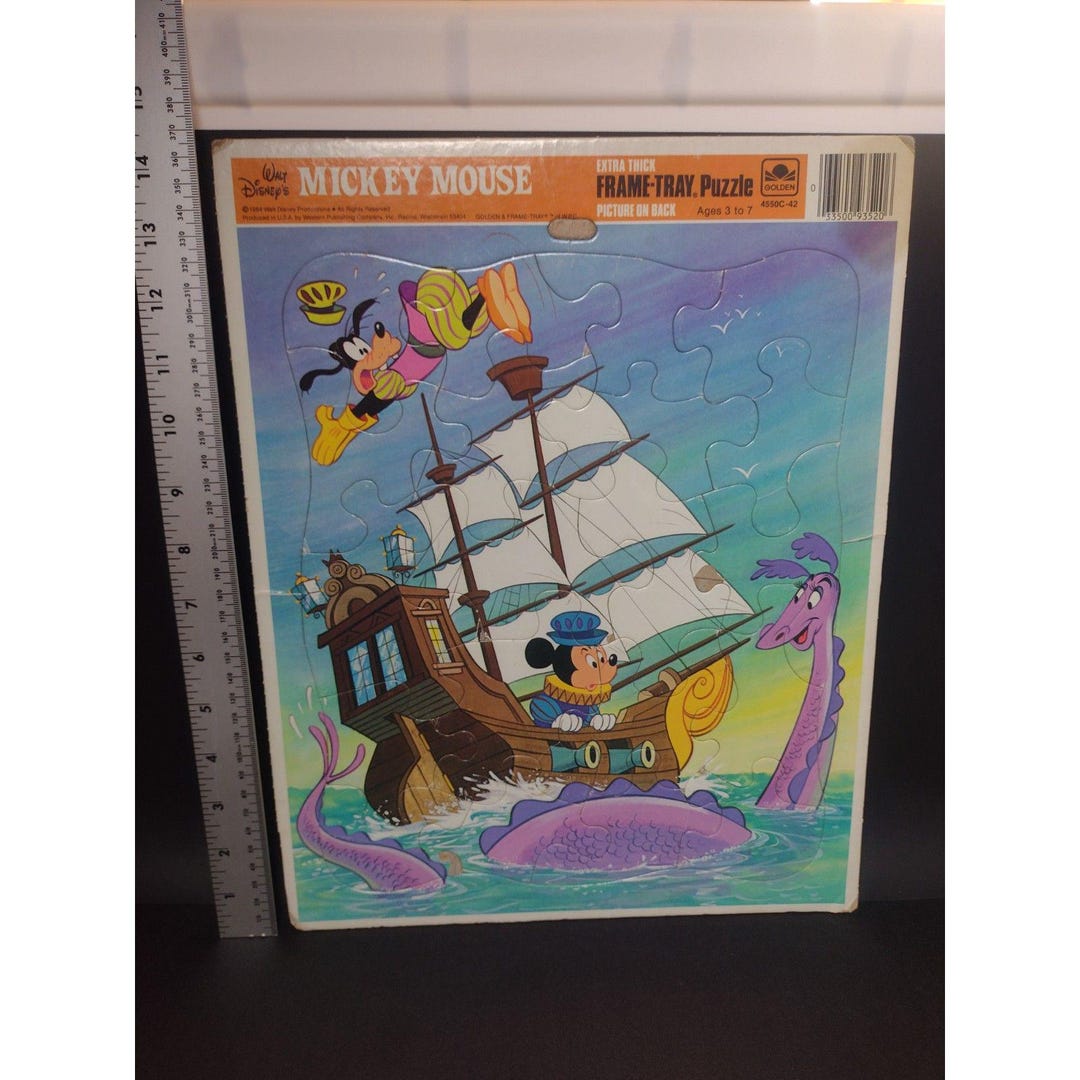 Vintage 1984 Walt Disney Mickey Mouse Golden Extra Thick Frame Tray ...