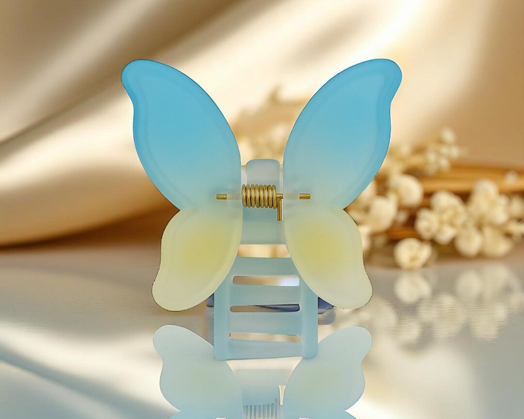 Sweet Blue Butterfly Hair Clip for Women, Butterfly Style, Handmade ...