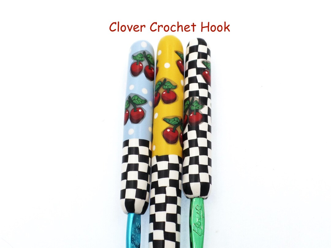 Clover Crochet Hook, Custom Crochet Hook, Cherry, Checker Pattern - Etsy