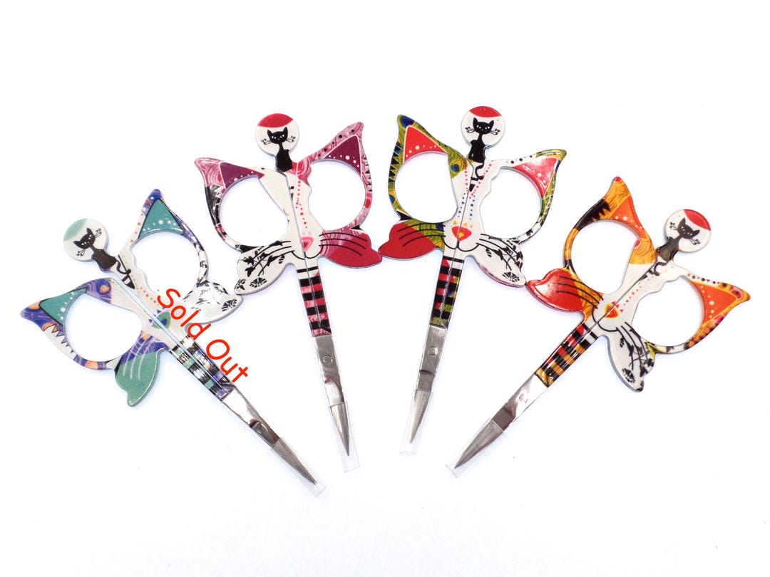 Colorful Stainless Steel Cat Scissors, Crochet Scissors, Embroidery ...