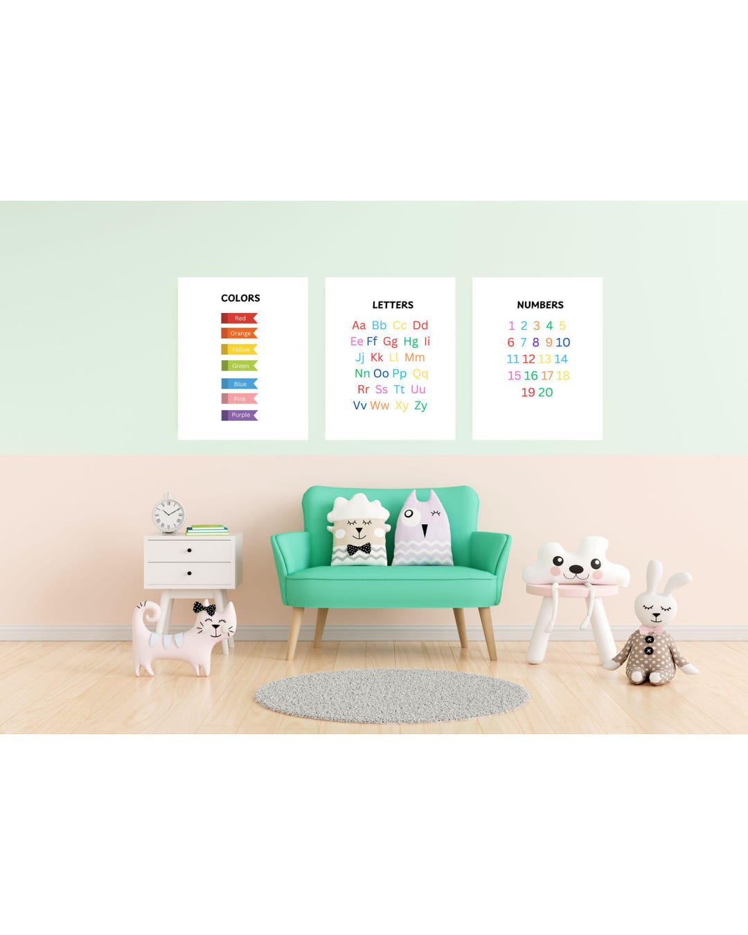 Learning Posters for Kids- ABC, Numbers, and Colors – Educational Wall ...